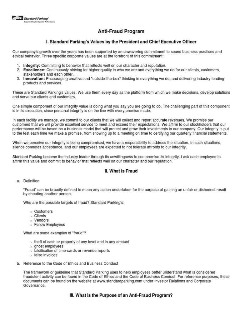 Anti Fraud Program | PDF | Fraud | Internal Audit