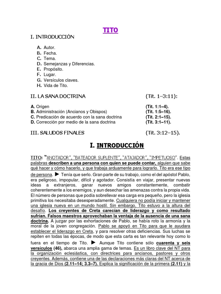 Estudio del Libro de Tito en la Biblia | PDF | Pablo el apóstol | Salvación