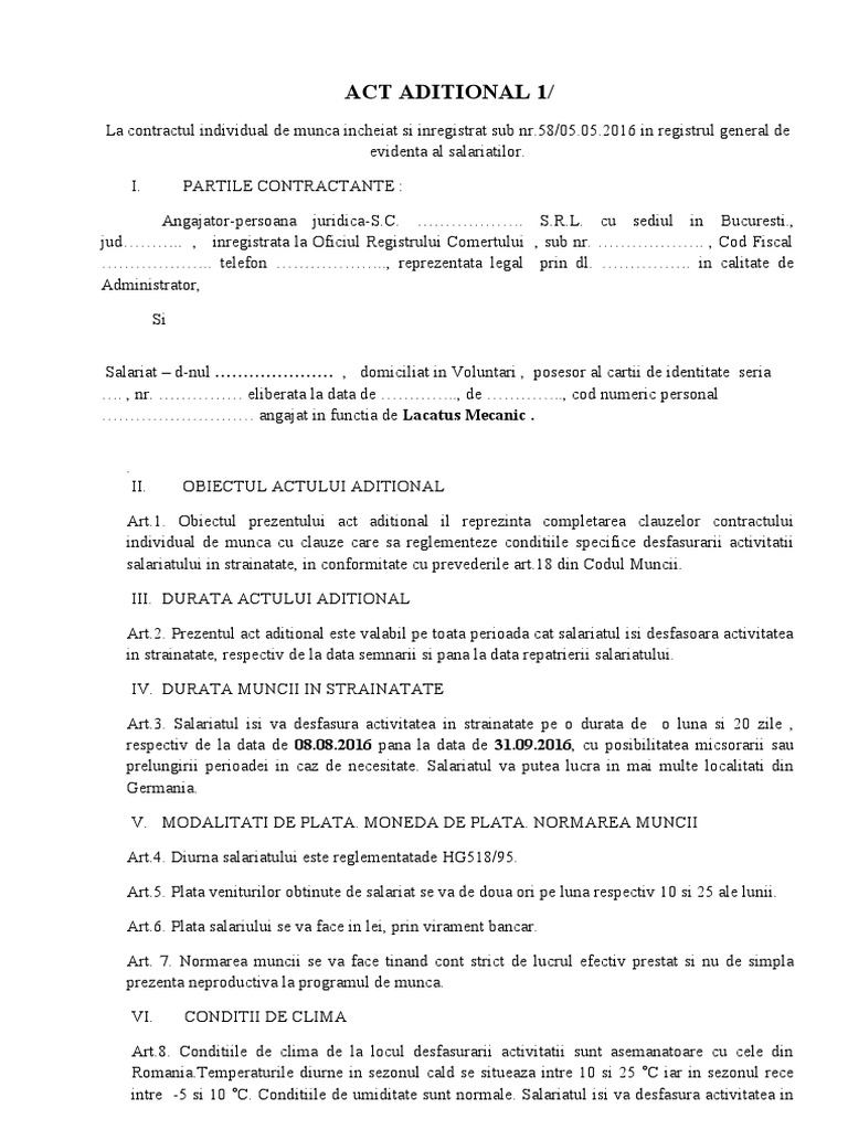 Act Aditional GERMANIA | PDF