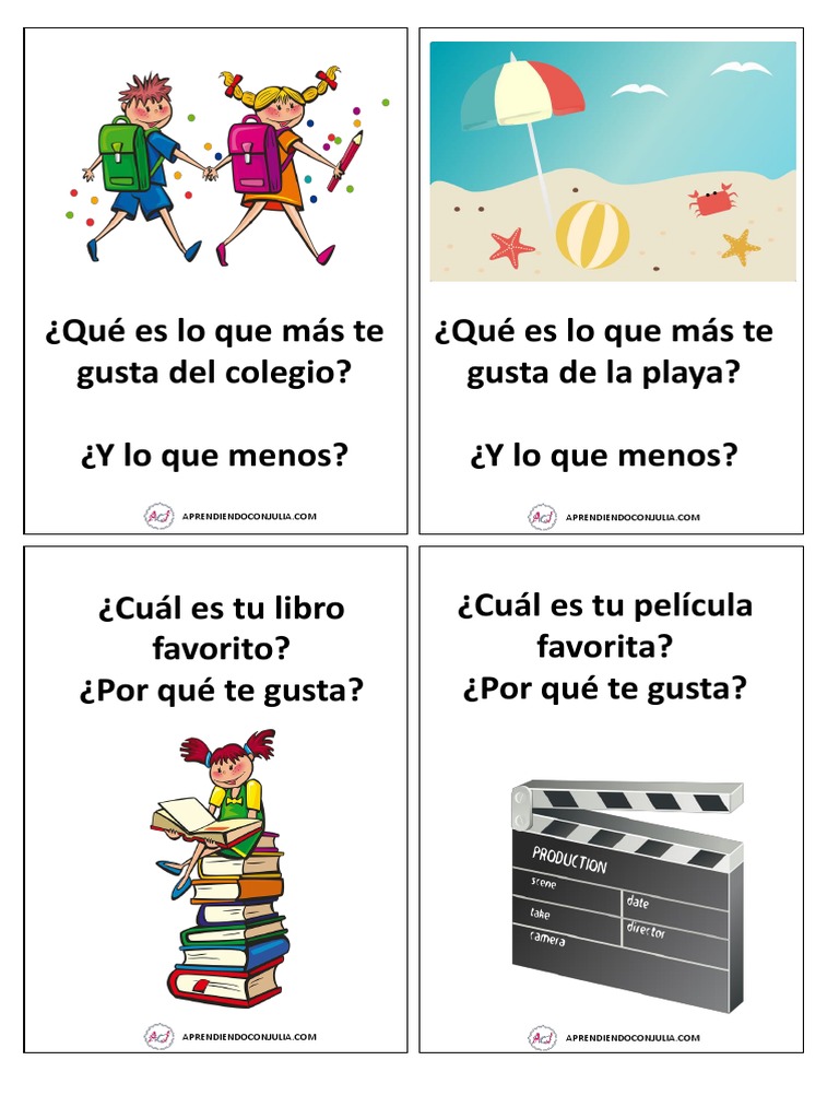 Fichas para Conversacion Español Niños PDF | PDF | Hogar, jardinería y ...