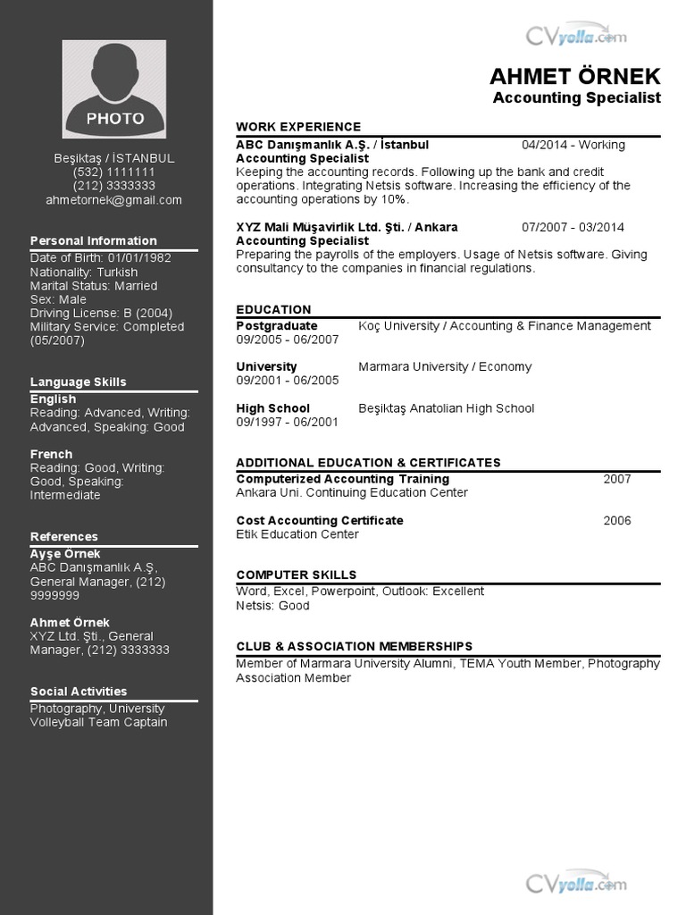 Deneyimli CV Ornegi en 18 | PDF