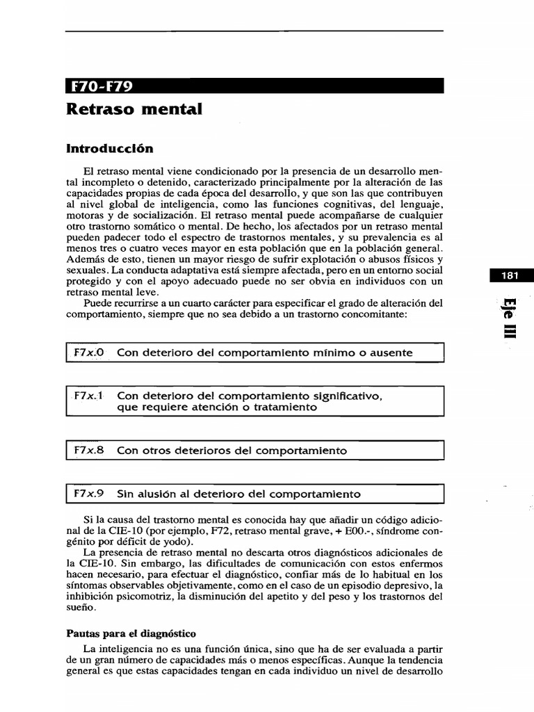 Retraso Mental Cie-10 | PDF | Discapacidad intelectual | Trastorno mental