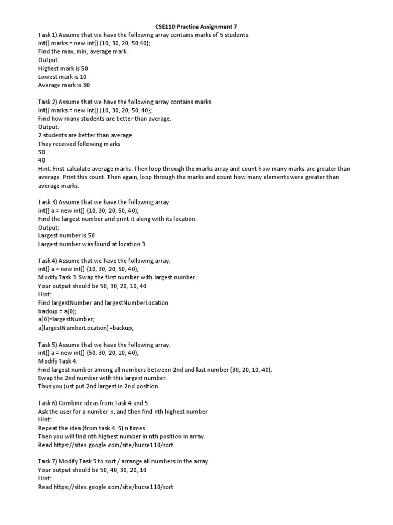 CSE110 Assignment 07 Question | PDF | Median | Computer Programming