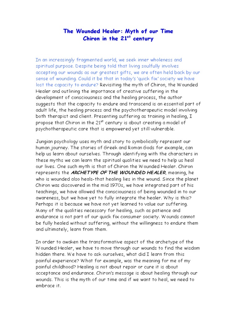 .The Wounded Healer Myth of Our Time Chiron in The 21st Century | PDF ...