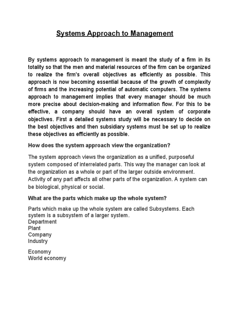 The System Approach | PDF | System | Systems Theory