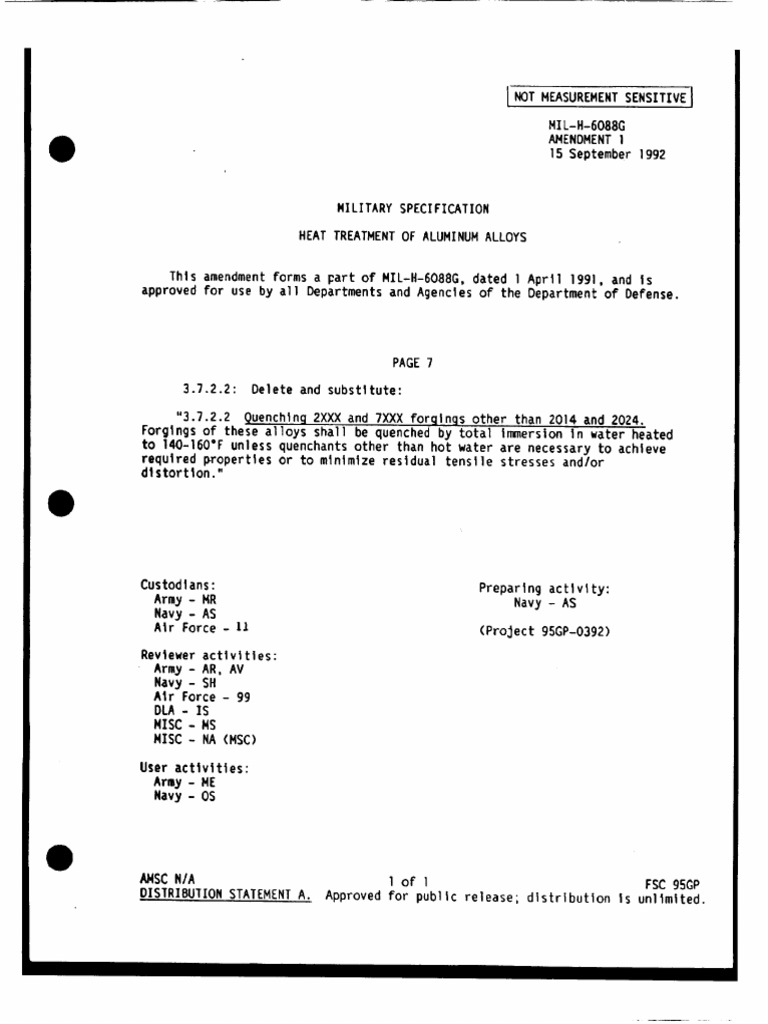 MIL-H-6088G (A1) (Heat Treatment of Aluminum Alloys) | PDF