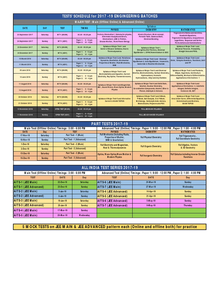Pace Timetable For Students PDF | PDF | Chemistry | Physics