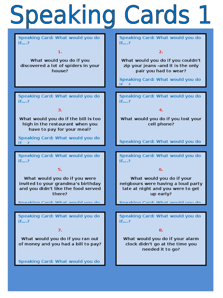 ESL Speaking Cards: What Would You Do? | PDF