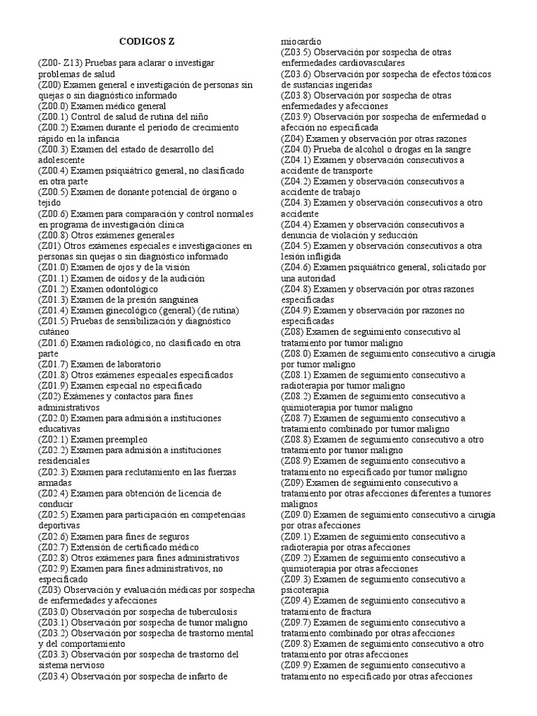 Codigos Z | PDF | Cáncer | Control de la natalidad