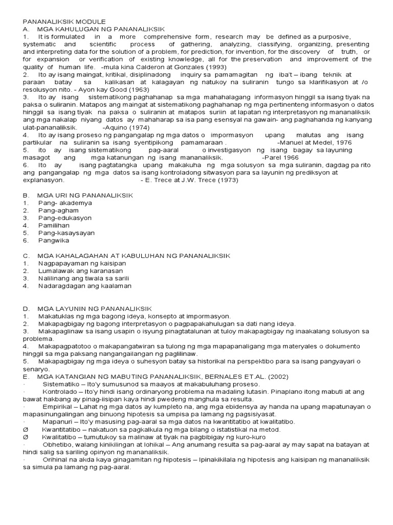 Pananaliksik Module | PDF