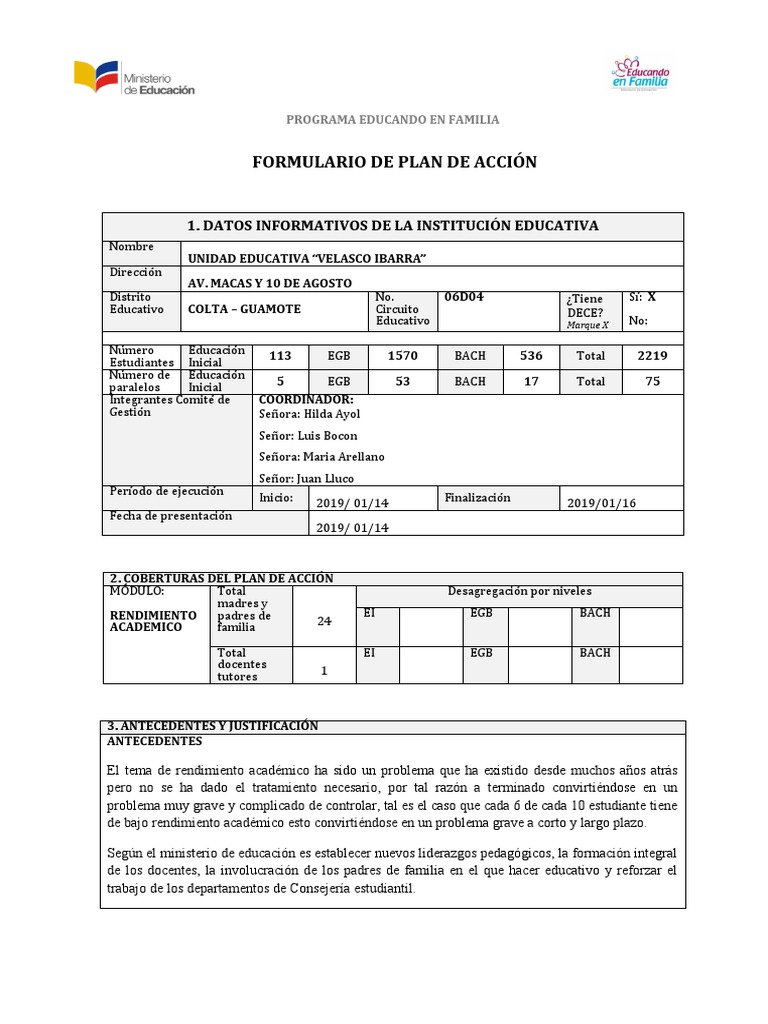 Formato Plan-Accion | PDF | Maestros | Educación avanzada