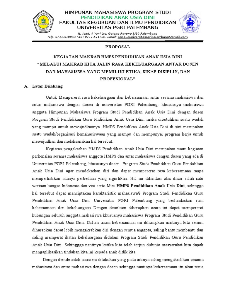 PROPOSAL Makrab HMPS PG PAUD 2019 | PDF