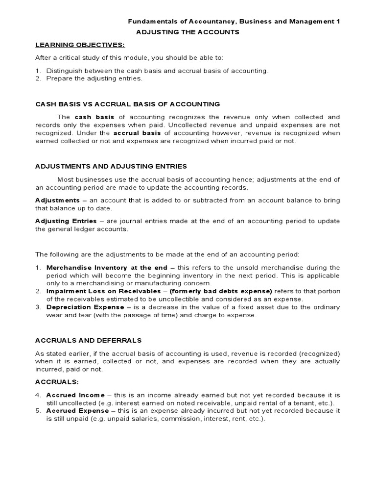 FABM1 Module | PDF | Deferral | Expense