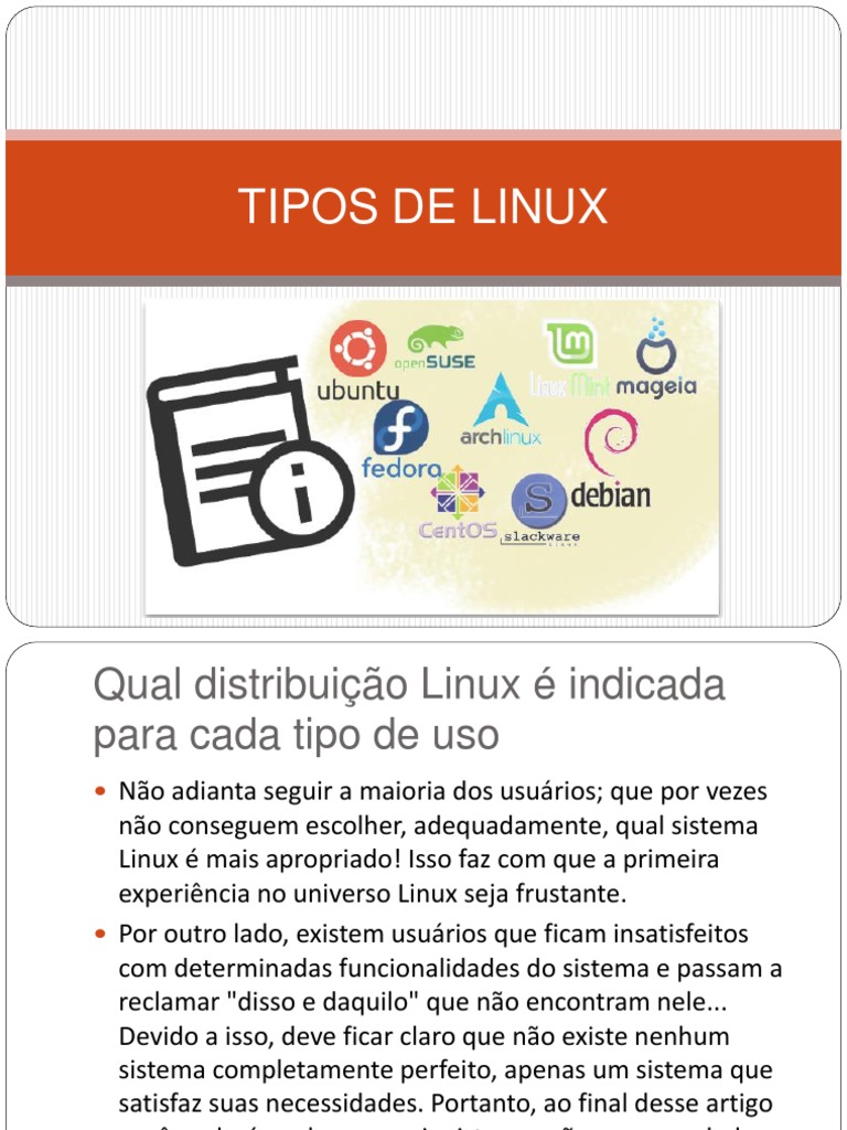 Distribuições Linux para Diferentes Usos | PDF | Fedora (sistema ...