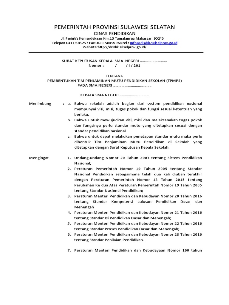 Contoh SK TPMPS | PDF