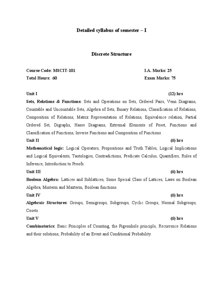 MScIT 1st Sem Syllabus | PDF | Control Flow | Pointer (Computer Programming)