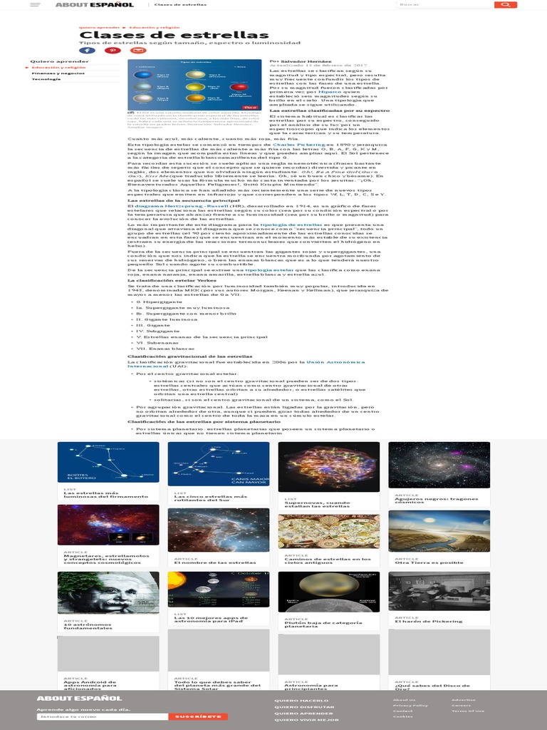 Clasificación de Las Estrellas PDF | PDF | Estrellas | Objetos astronómicos Clasificación de Las Estrellas PDF | PDF | Estrellas | Objetos astronómicos