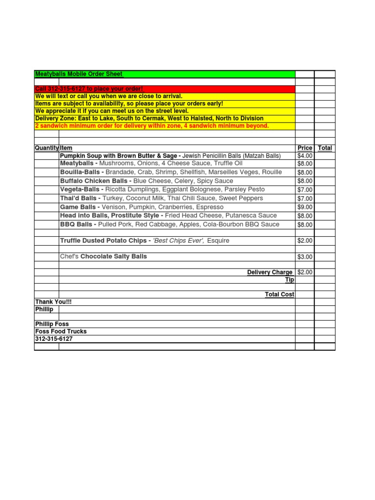 Menu&Delivery Worksheet 3 | PDF