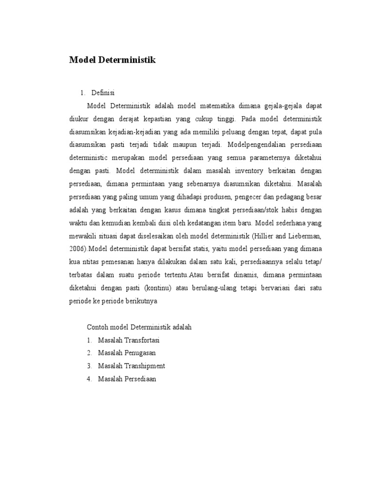 Model Deterministik | PDF