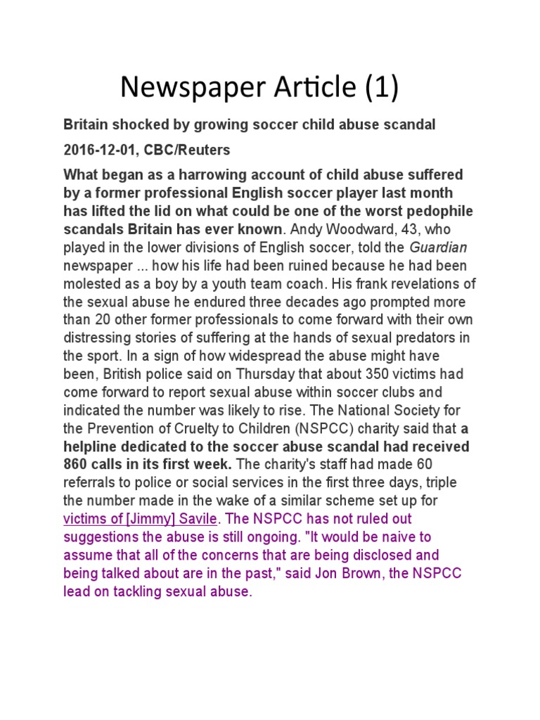 Newspaper Article | PDF | Child Sexual Abuse | Misconduct