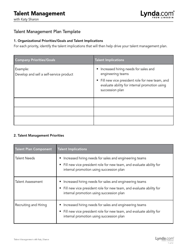 Talent Management Plan Template | PDF | Talent Management ...