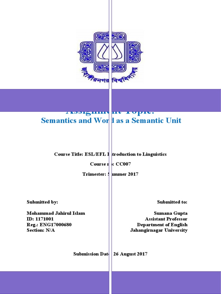 Assignment (Word-Semantic Unit) | PDF | Word | Semantics