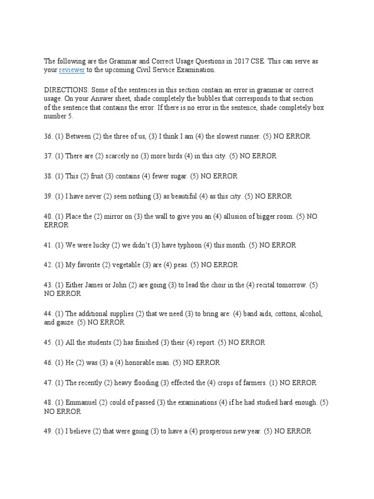 Grammar and Correct Usage 36-65 | PDF