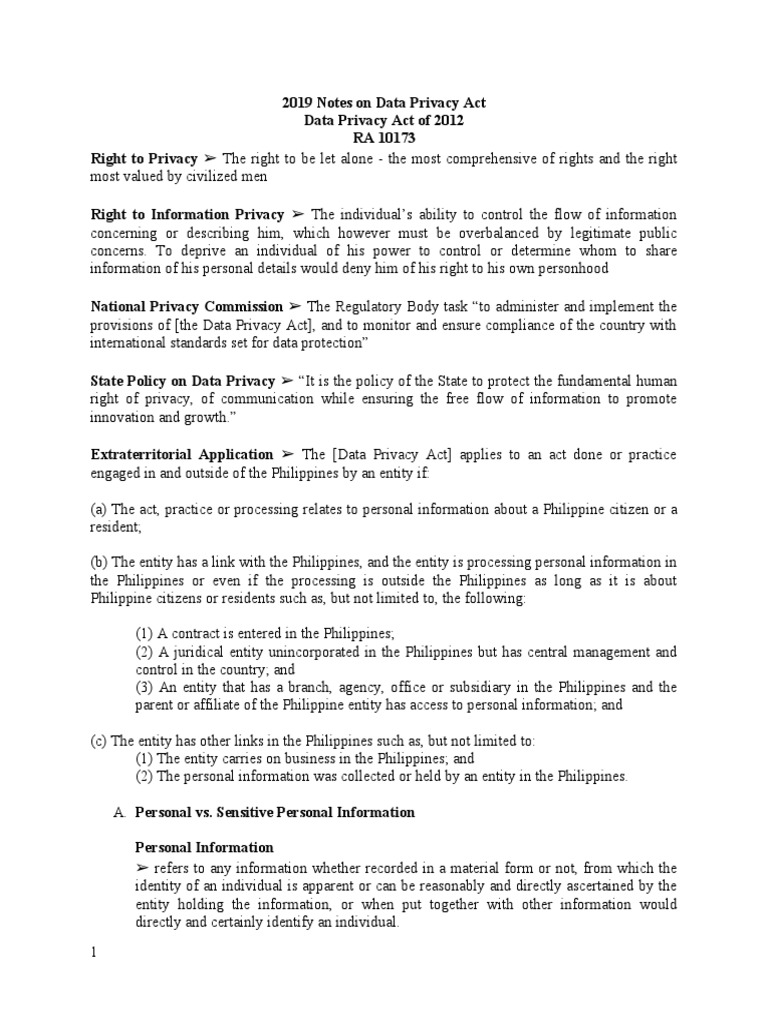 2019 Overview of Data Privacy Act | PDF | Privacy | Physician