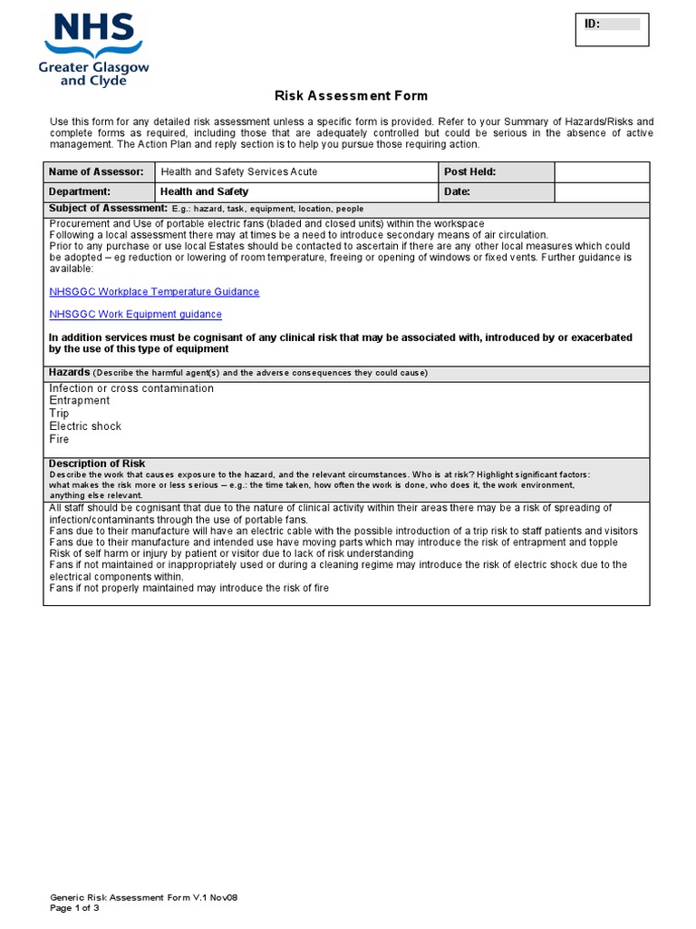 Portable Fan Risk Assessment Guide | PDF | Risk | Risk Assessment