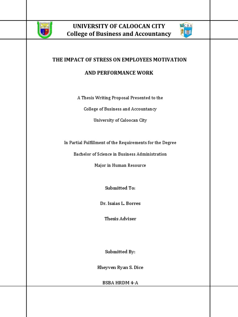 (THESIS) The Impact of Stress On Employee Motivation and Performance ...