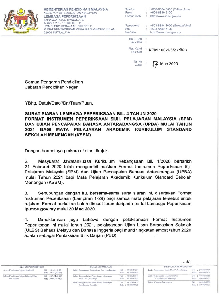 Format SPM Dan UPBA | PDF