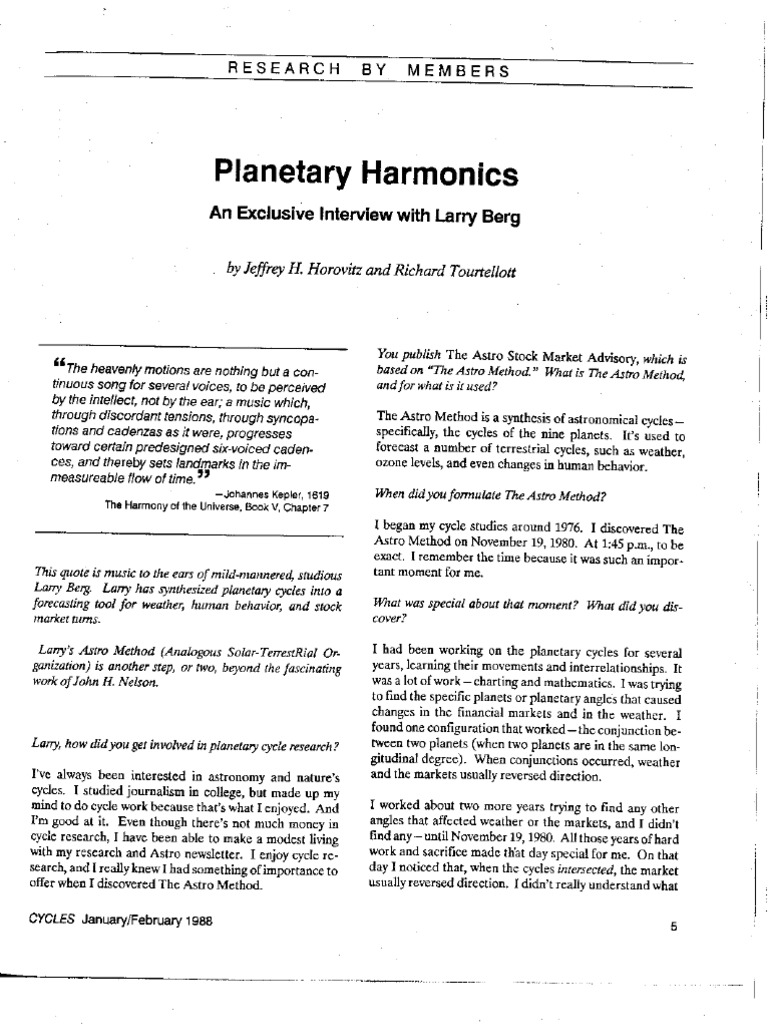 Planetary Harmonics - Interview With Larry Berg | PDF | Social Science