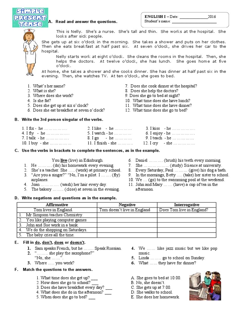 Worksheet - SIMPLE PRESENT TENSE | PDF | Grammar | Syntax