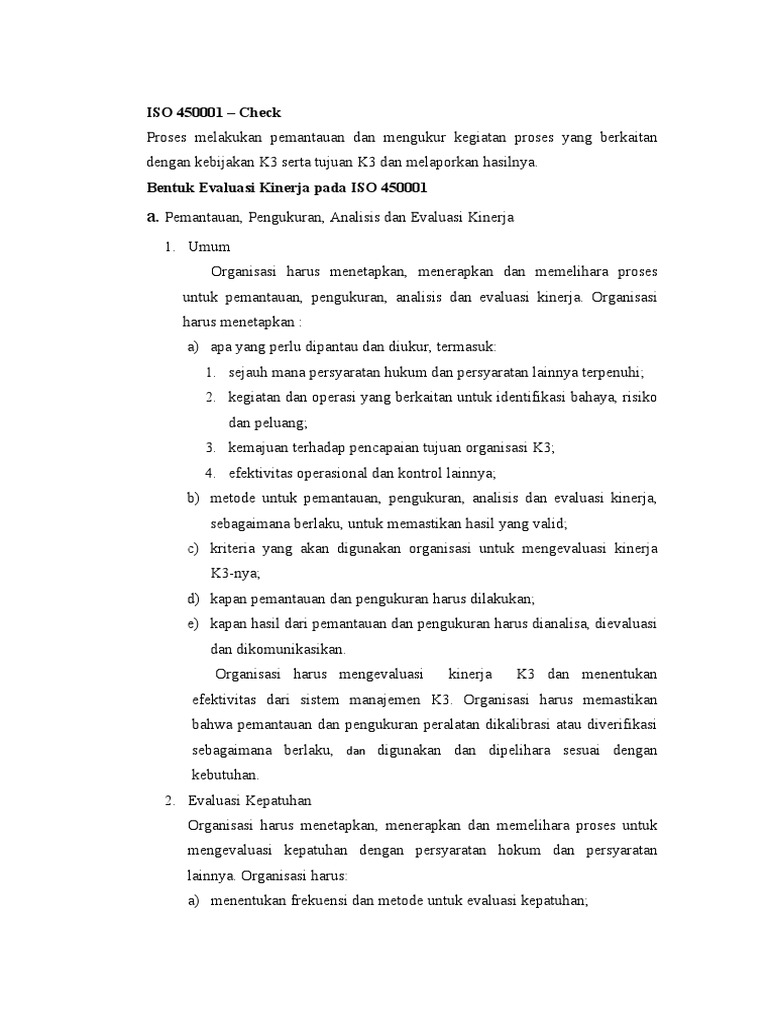 Iso 450001-Check | PDF | Pengelolaan Keuangan & Uang