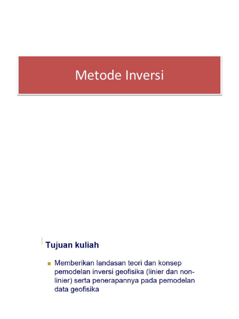 Metode Inversi dalam Geofisika | PDF | Ilmu Sosial | Sains & Matematika