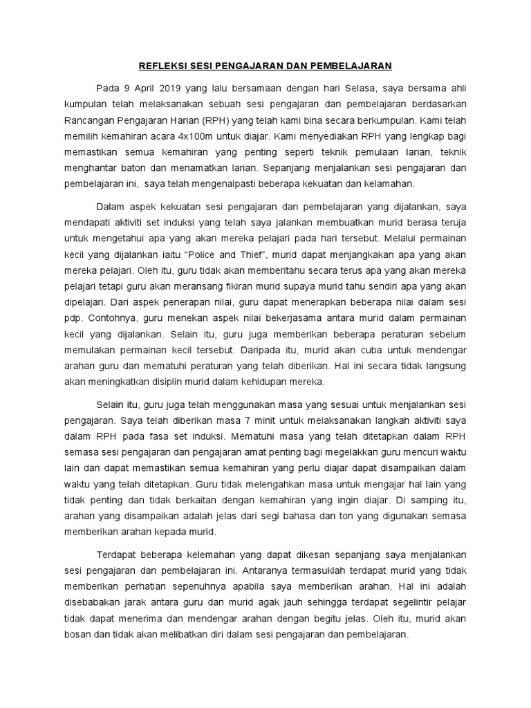 Refleksi Refleksi RPH | PDF