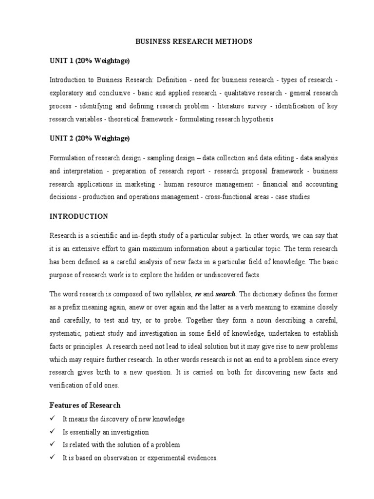 Business Research Methods - Unit 1 & 2 - Ktu | PDF | Sampling ...