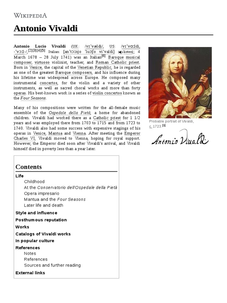 Antonio Vivaldi | PDF | Classical Music | Entertainment (General)