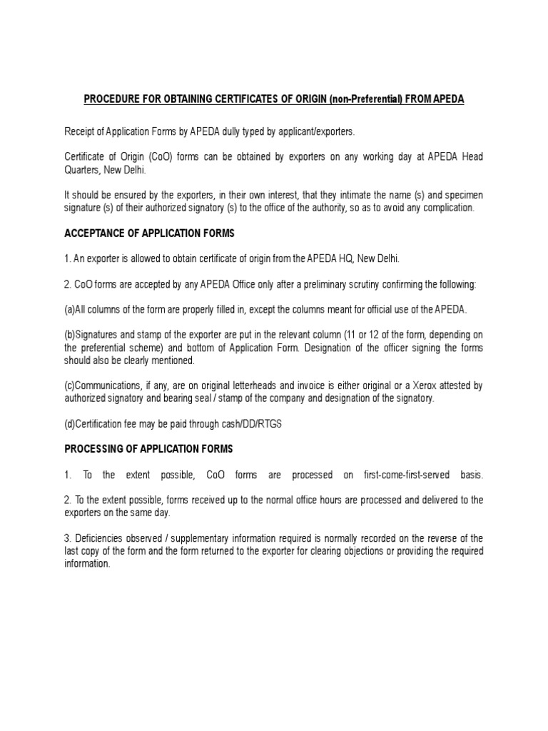 Certificates of Origin (Non-Preferential) - Guidelines | PDF | Invoice ...