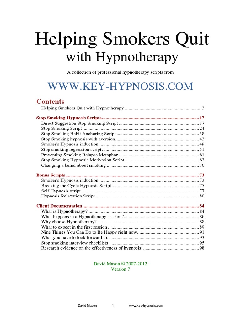 Stop Smoking Scripts PDF | PDF | Hypnotherapy | Hypnosis
