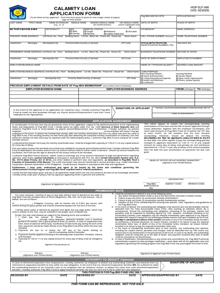 SLF066 CalamityLoanApplicationForm V05 Fillable Final PDF | PDF | Loans | Amortization (Business)