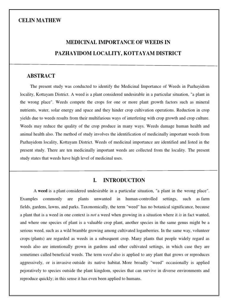 Medicinal Importance of Weeds | PDF | Weed | Plants