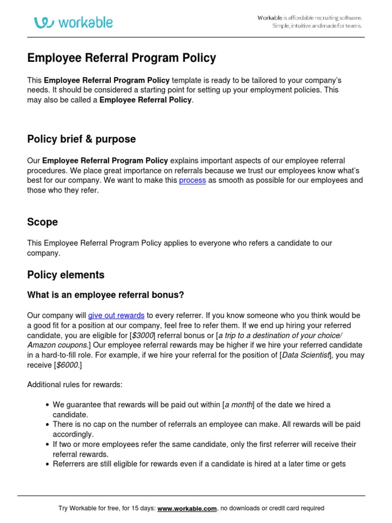 Employee Referral Program Policy | PDF | Recruitment | Labor