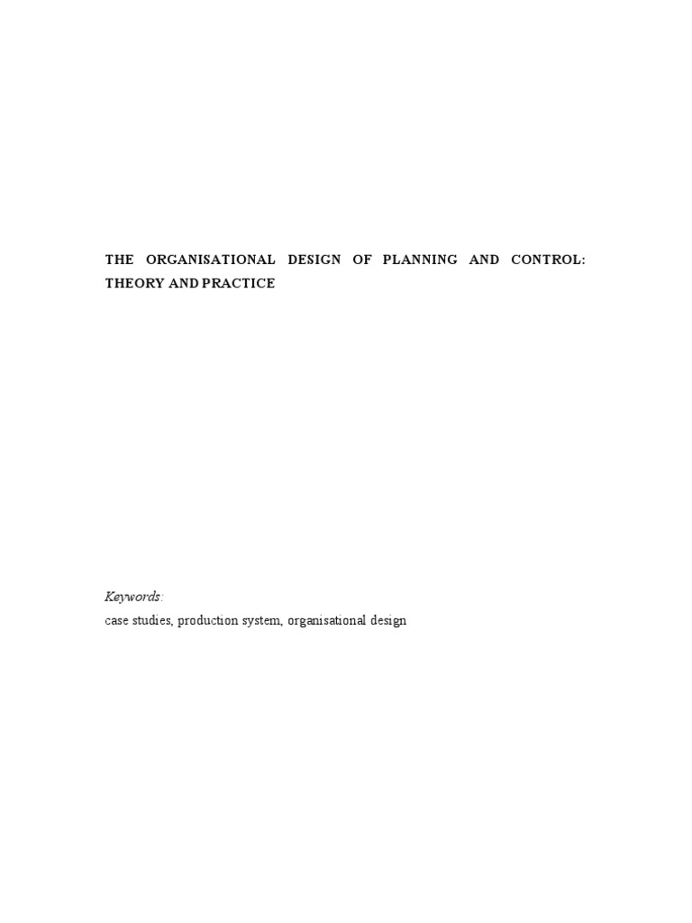 Organisational Design of Planning and Control | PDF | System ...