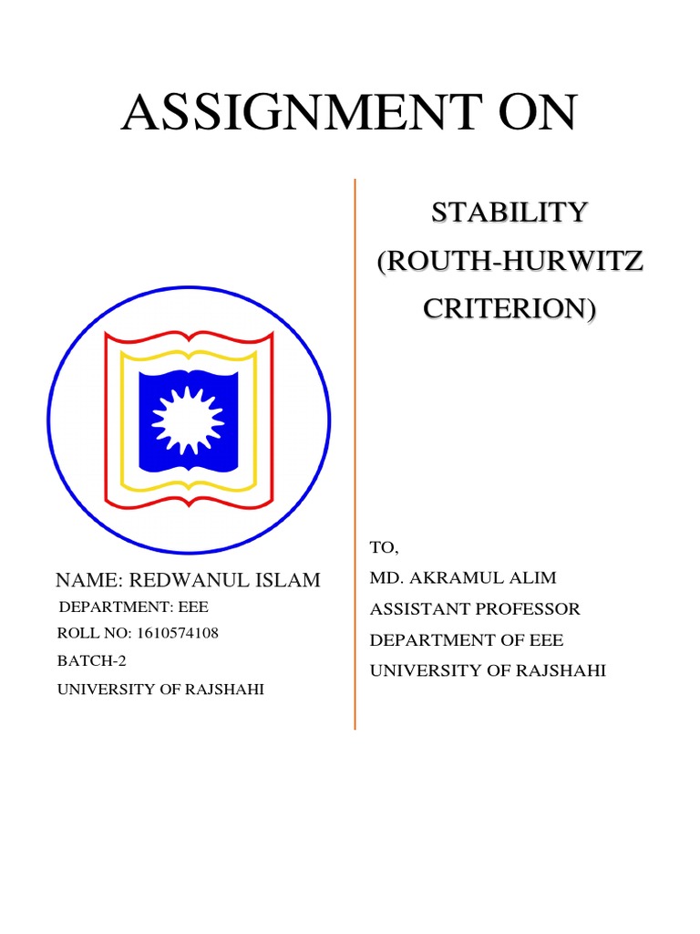 Control System Assignment Section B | PDF | Mathematical Relations ...