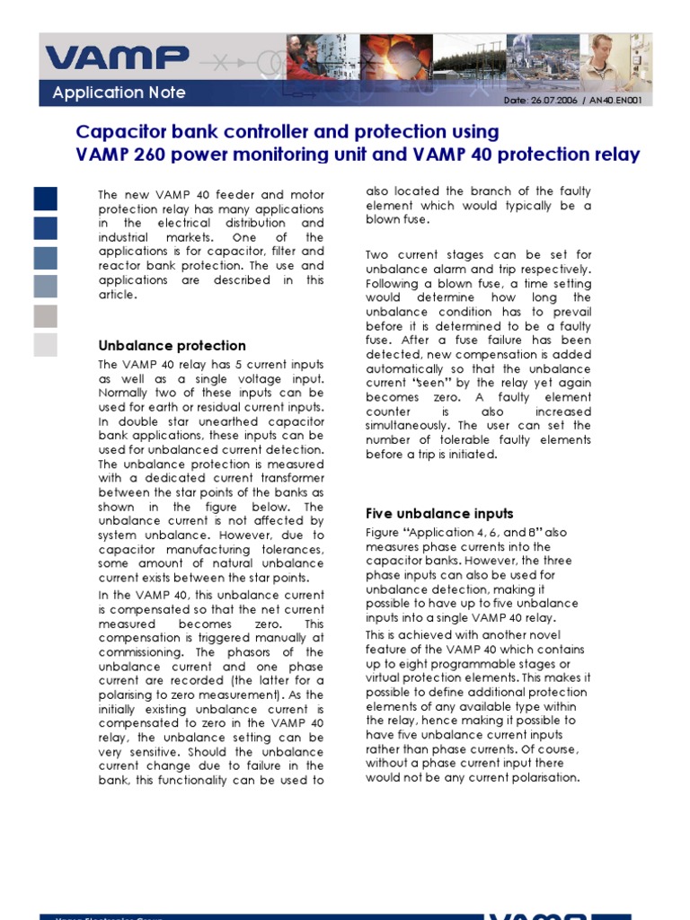 AN40.EN001 Capacitor Bank Controller and Protection Using VAMP 260 ...