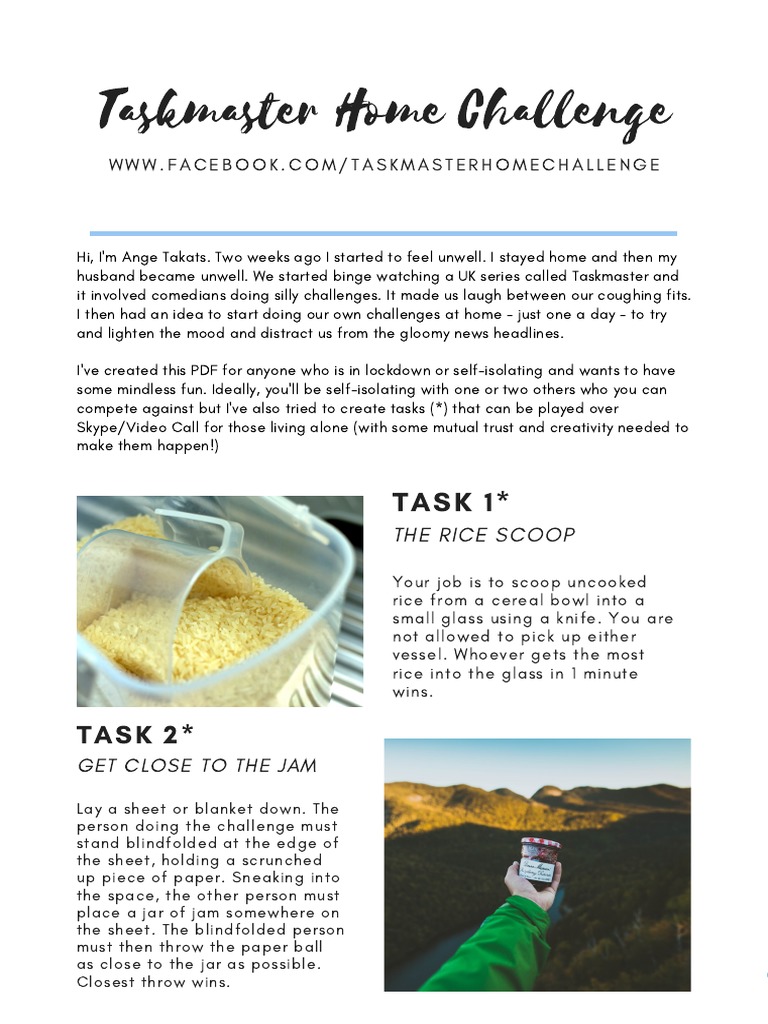 Taskmaster Home Challenge | PDF