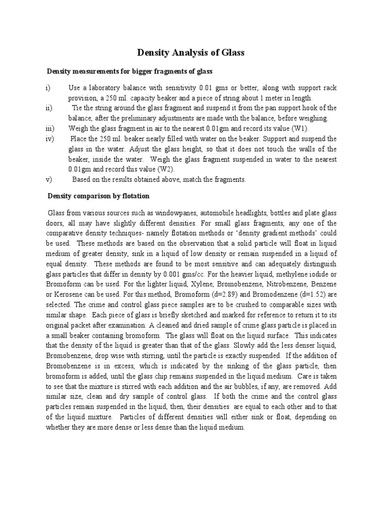 Density Analysis of Glass | PDF | Buoyancy | Density
