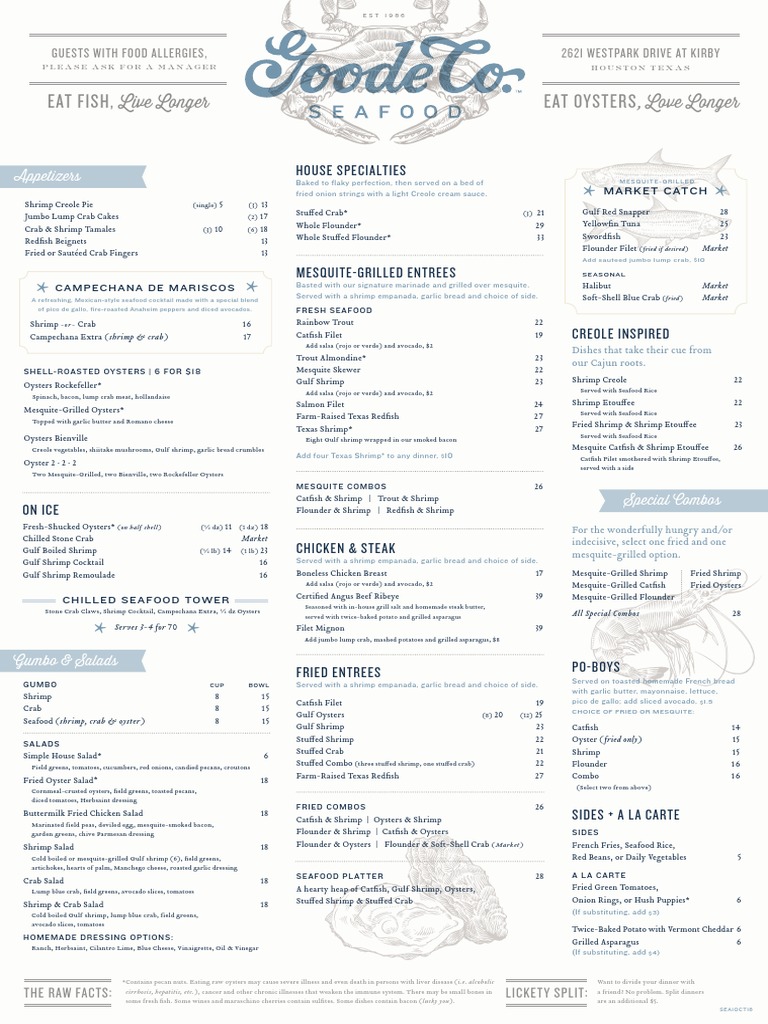Goode Company Seafood Menu | PDF | Cuisine Of The Americas | Salad
