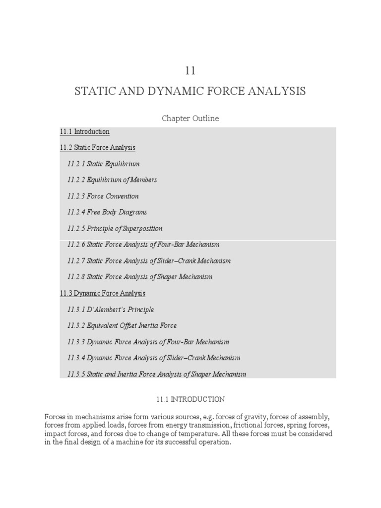 Static Force and Dynamic Force Analysis | PDF | Rotation Around A Fixed Axis | Force